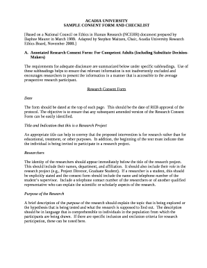 SAMPLE CONSENT AND CHECKLIST Doc Template | pdfFiller