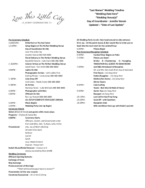 Fillable Online Last Names Wedding Timeline Fax Email Print - pdfFiller