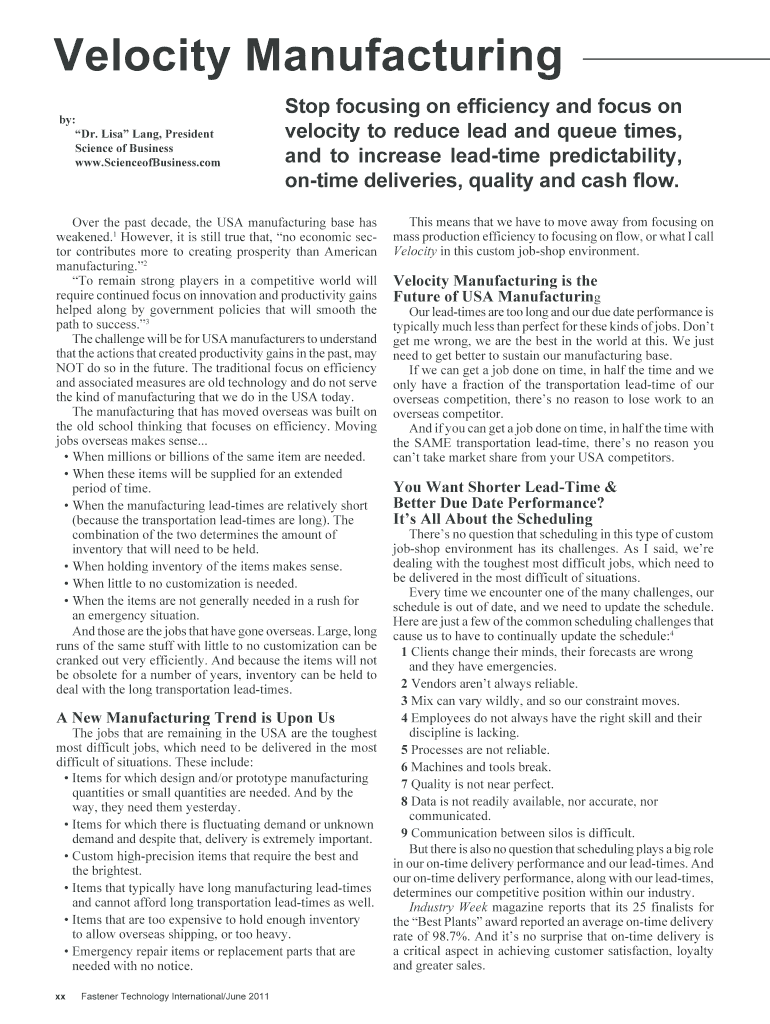 Fillable Online Velocity Manufacturing Fax Email Print - pdfFiller