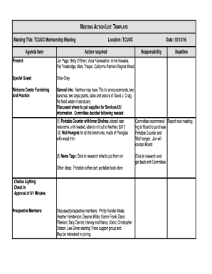 Fillable Online MEETING ACTION LIST TEMPLATE Fax Email Print - pdfFiller