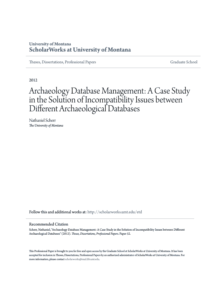 Fillable Online Archaeology Database Management: A Case Study Fax Email ...