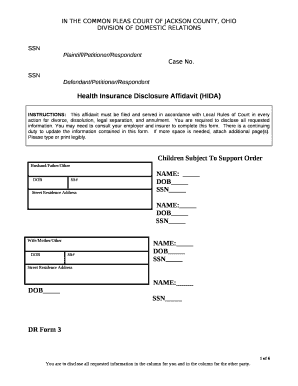 Health Insurance Disclosure Affidavit (HIDA) Doc Template | pdfFiller