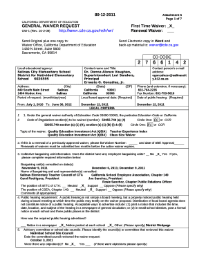 GENERAL WAIVER REQUESTFirst Time Waiver: X Doc Template | pdfFiller