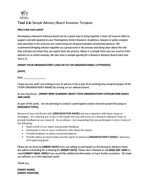 Fillable Online 6: Sample Advisory Board Invitation Template Fax Email ...