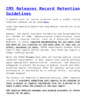 Cms Medical Record Retention - Fill Online, Printable, Fillable, Blank ...