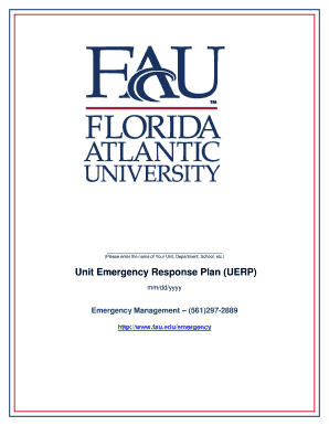 Fillable Online FAU Unit Emergency Response Plan Template Fax Email ...