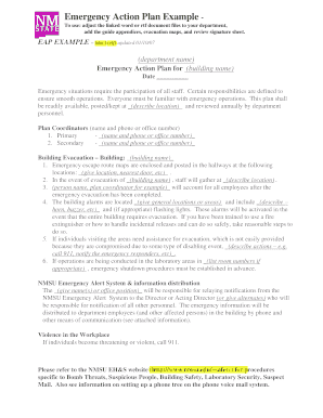 Fillable Online Emergency Action Plan Example To use: adjust the linked ...