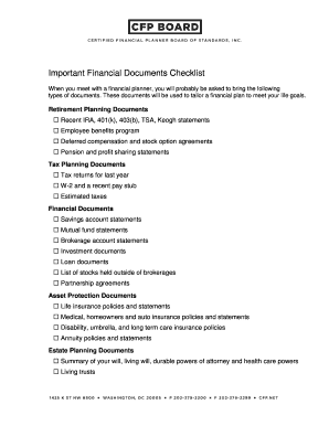 Fillable Online Important Financial Documents Checklist Fax Email Print - pdfFiller