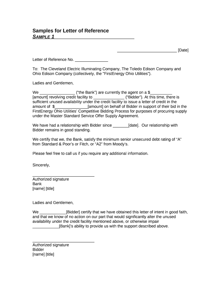 Samples for Letter of Reference Doc Template | pdfFiller