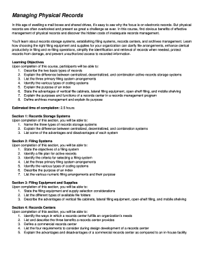 Fillable Online Managing Physical Records Fax Email Print - pdfFiller