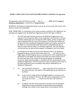 MODEL CHIEF EXECUTIVE OFFICER EMPLOYMENT CONTRACT (Long ) Doc Template ...