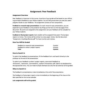 Fillable Online Assignment: Peer Feedback Fax Email Print - pdfFiller