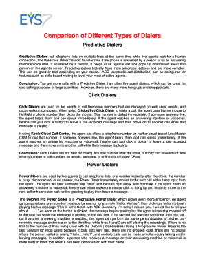 Fillable Online Comparison of Different Types of Dialers Fax Email ...