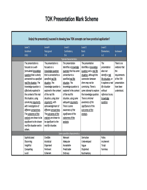 Fillable Online TOK Presentation Mark Scheme Fax Email Print - pdfFiller