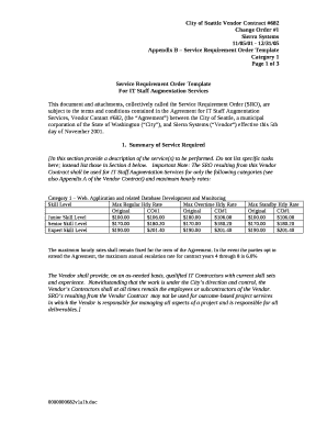Service Requirement Order Template Doc Template | pdfFiller