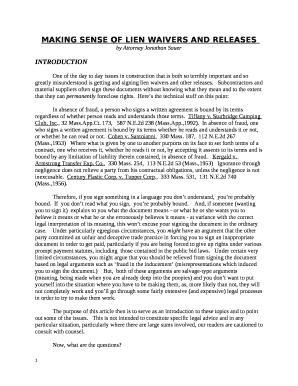 MAKING SENSE OF LIEN WAIVERS AND RELEASES Doc Template | pdfFiller