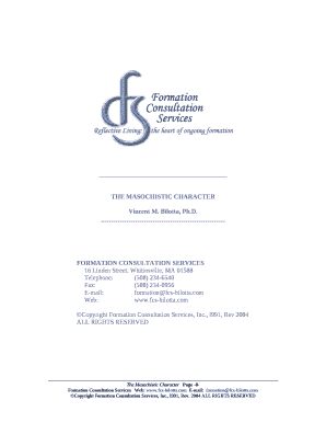 how to write a masochistic character Doc Template | pdfFiller