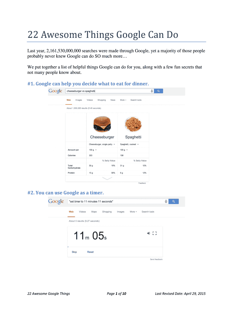 Fillable Online 22 Awesome Things Google Can Do Fax Email Print - pdfFiller