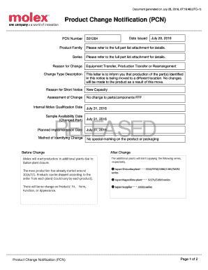 Fillable Online Product Change Notification (PCN) Fax Email Print ...