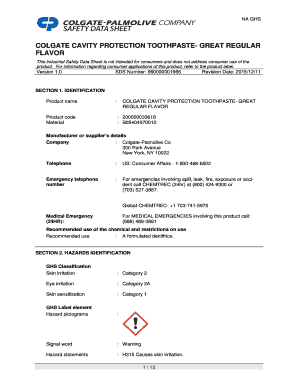 Fillable Online COLGATE CAVITY PROTECTION TOOTHPASTE- GREAT REGULAR Fax ...