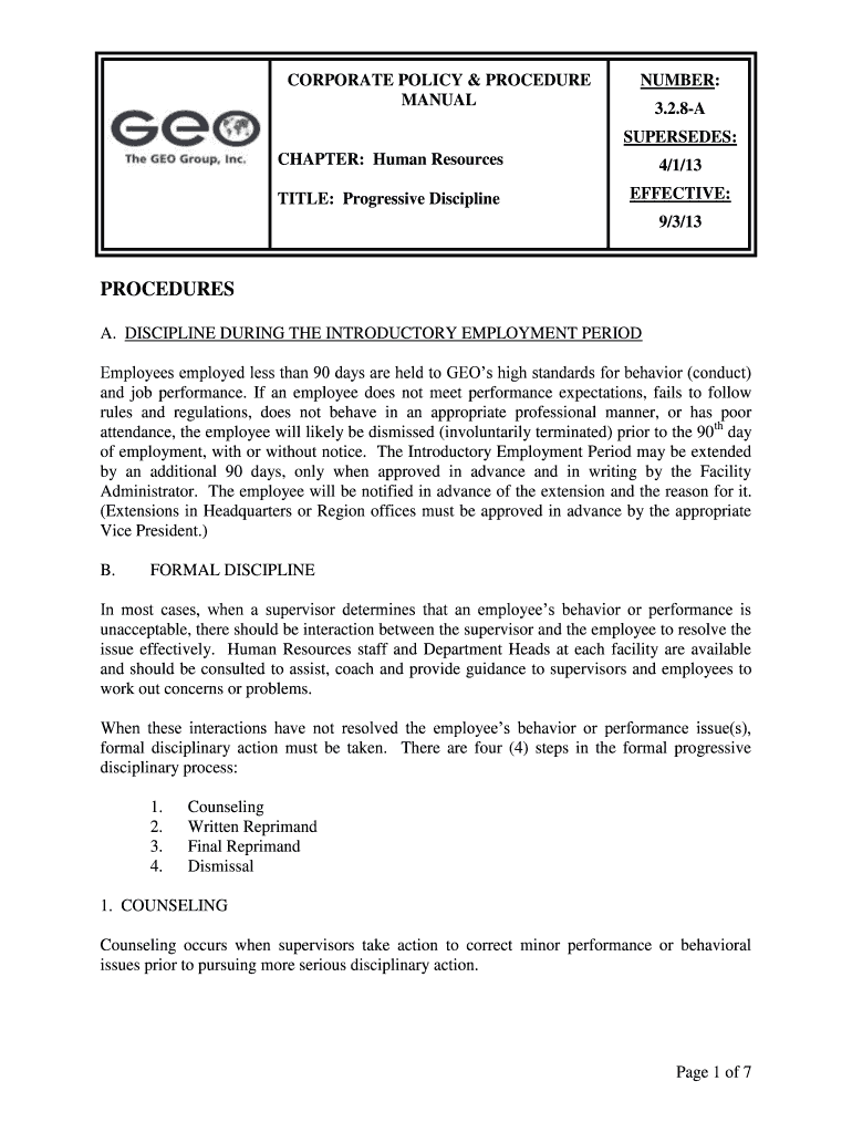 Fillable Online TITLE: Progressive Discipline Fax Email Print - pdfFiller