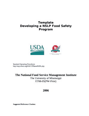 Developing a NSLP Food Safety Program Doc Template | pdfFiller