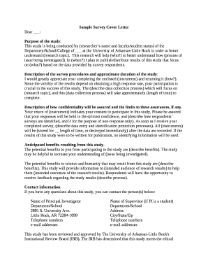 Sample Survey Cover Letter Doc Template | pdfFiller