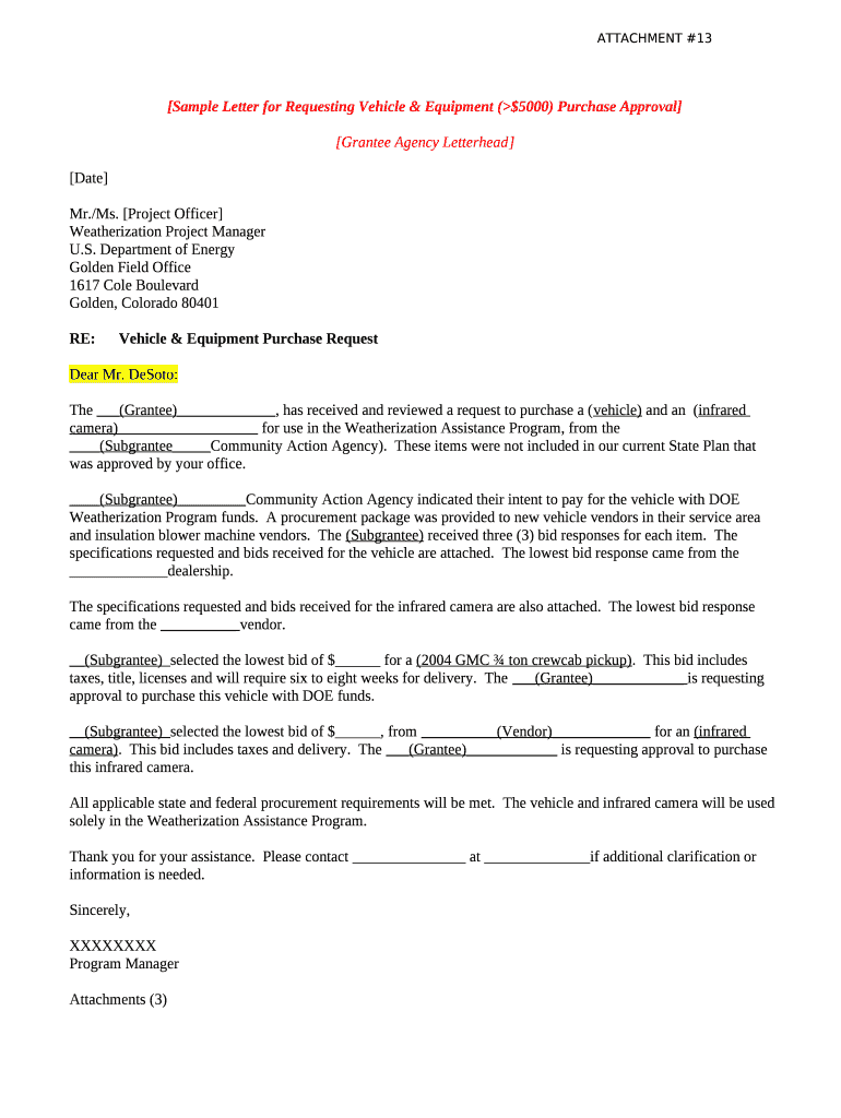 Letter Request For Authority To Purchase Vehicle Doc Template PdfFiller