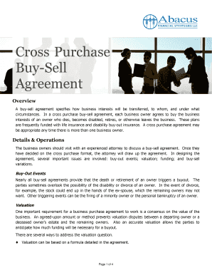 Fillable Online Cross Purchase Buy-Sell Agreement - Generational ...