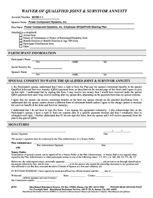 Fillable Online WAIVER OF QUALIFIED JOINT & SURVIVOR ANNUITY Fax Email ...