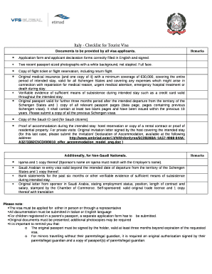 italy visa checklist from sri lnka Doc Template | pdfFiller