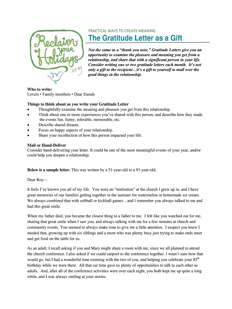 Fillable Online The Gratitude Letter as a Gift Fax Email Print - pdfFiller