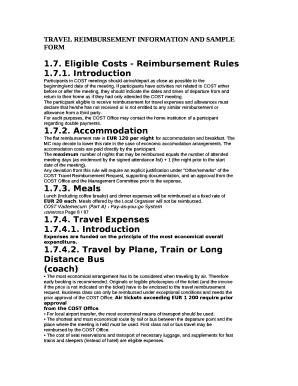 TRAVEL REIMBURSEMENT INATION AND SAMPLE Doc Template | pdfFiller