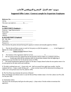 Suggested Offer Letter / Contract sample for Expatriate Employees Doc ...
