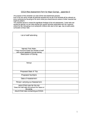 CCCA Risk Assessment for Major Outings appendix D Doc Template | pdfFiller
