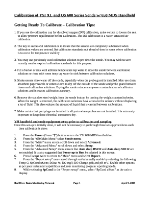 Calibration of YSI XL and QS 600 Series Sonde w/ 650 MDS Handheld Doc ...
