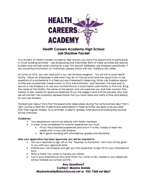 Fillable Online Health Careers Academy High School Fax Email Print ...