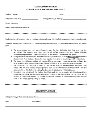 Fillable Online EASTWOOD HIGH SCHOOL Fax Email Print - pdfFiller