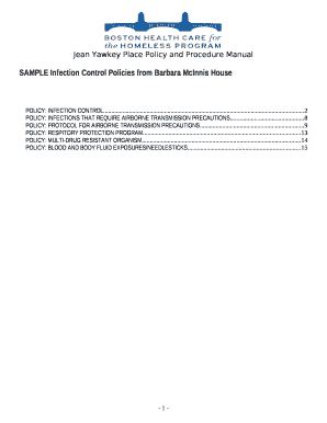 SAMPLE Infection Control Policies from Barbara McInnis House Doc ...