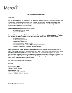 Fillable Online Job Shadow Information Packet Fax Email Print - pdfFiller
