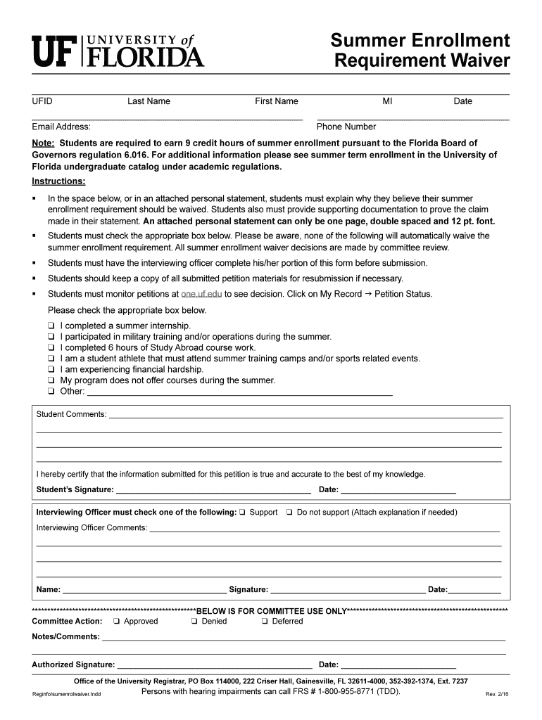 Fillable Online Summer Enrollment Fax Email Print - pdfFiller