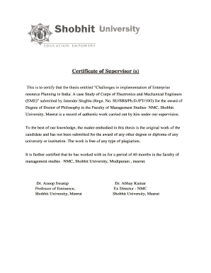 Certificate From Supervisor For Project - Fill Online, Printable ...