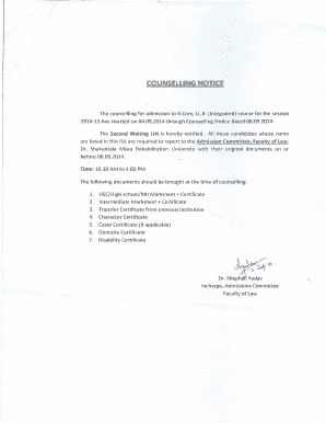 Fillable Online COUNSELLING NOTICE Fax Email Print - pdfFiller