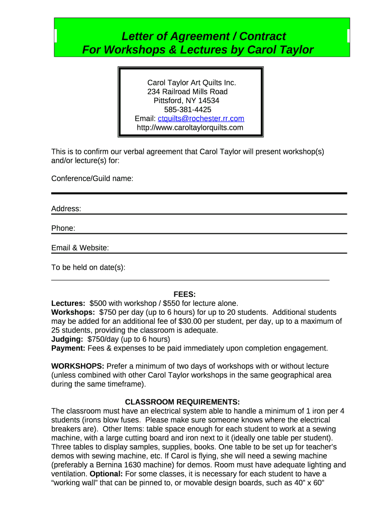 Letter of Agreement / Contract Doc Template | pdfFiller