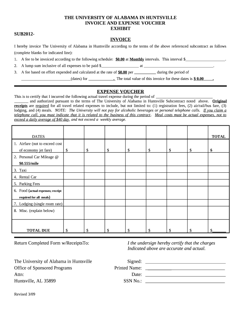 INVOICE AND EXPENSE VOUCHER Doc Template | pdfFiller
