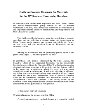 Guide on Customs Clearance for Materials Doc Template | pdfFiller
