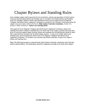Chapter Bylaws and Standing Rules Doc Template | pdfFiller