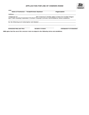 APPLICATION FOR USE OF COMMON ROOM Doc Template | pdfFiller