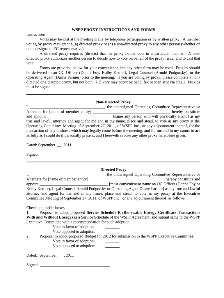 WSPP PROXY INSTRUCTIONS AND S Doc Template | pdfFiller