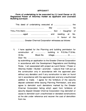 Fillable Online Form of undertaking to be executed by (1) Land Owner or ...